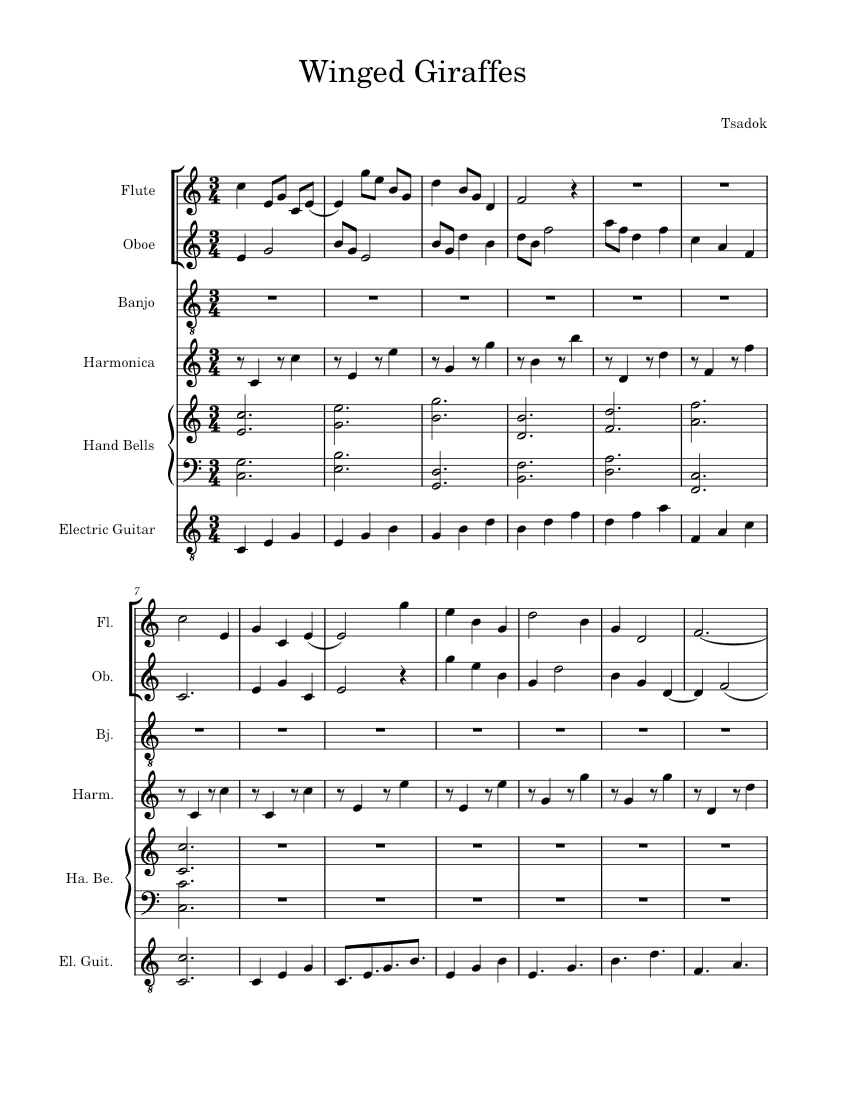 Winged Giraffes Sheet music for Flute, Oboe, Guitar, Harmonica & more ...