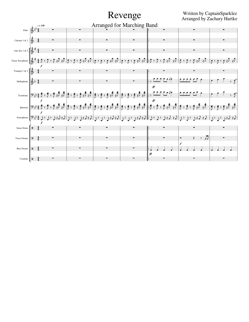 Revenge Sheet music for Trombone, Tuba, Flute, Clarinet in b-flat ...