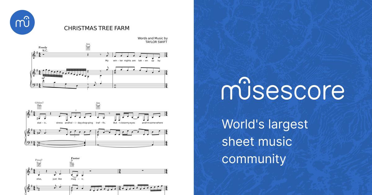 Christmas Tree Farm - Taylor Swift Sheet Music with Chords for Piano ...