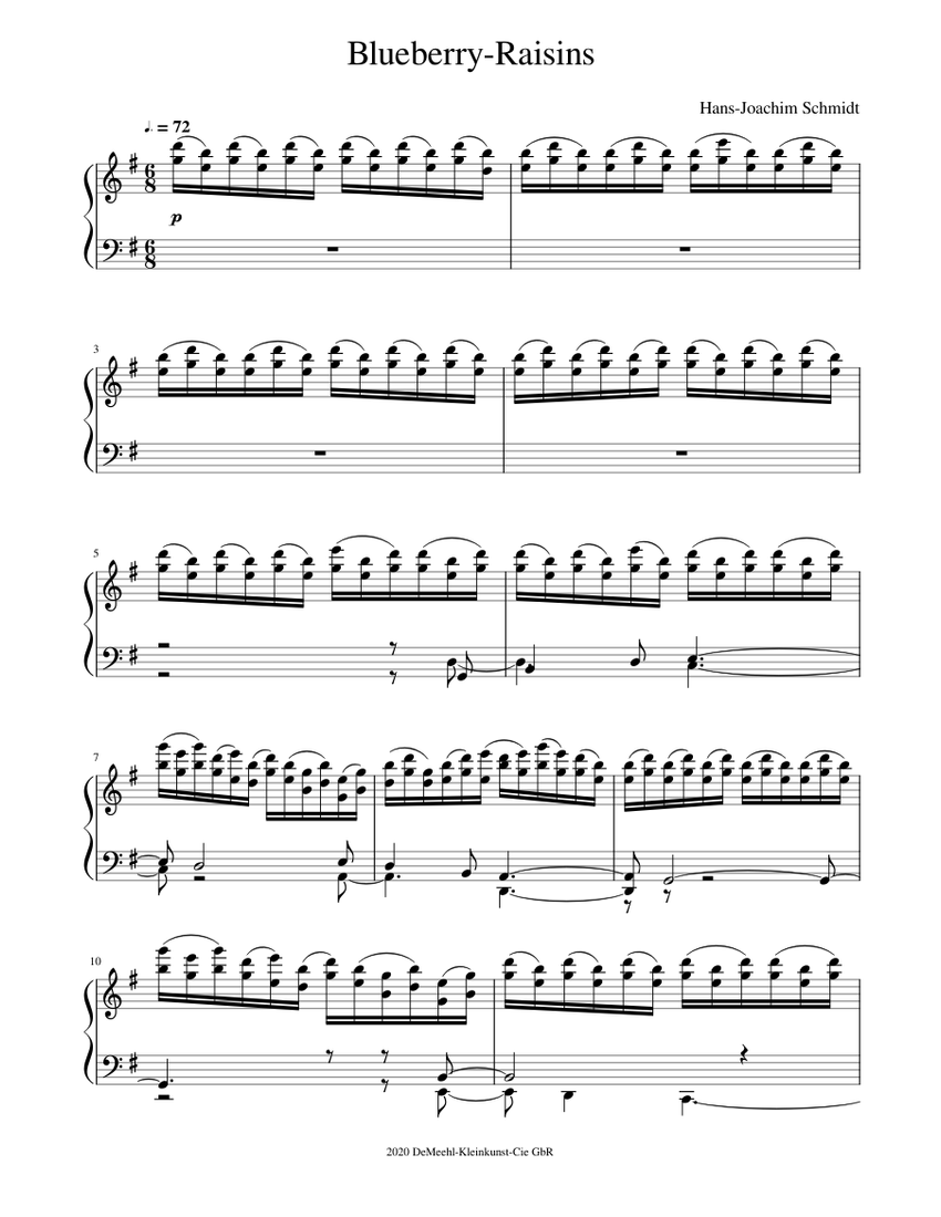 Blueberry-Raisins Sheet music for Piano (Solo) | Musescore.com