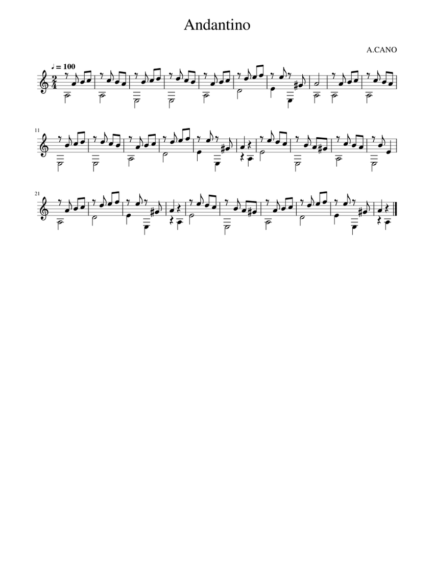 Andantino - Antonio Cano Sheet music for Piano (Solo) Easy | Musescore.com