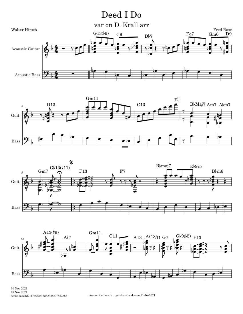 Deed I Do – Fred Rose Sheet Music for Guitar, Bass guitar (Solo ...