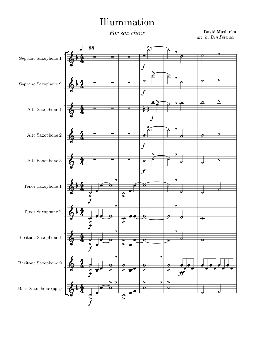 Illumination Sheet Music for Saxophone alto, Saxophone tenor, Saxophone ...