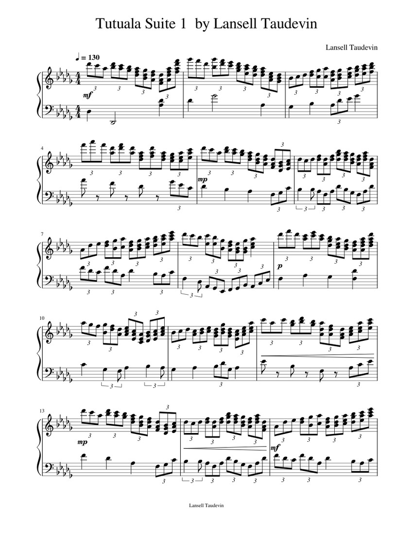 Tutuala Suite 1 by Lansell Taudevin Sheet music for Piano (Solo ...
