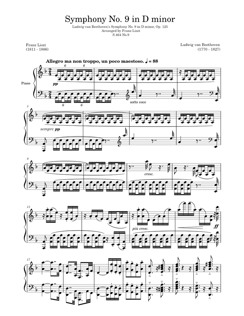 Symphony No.9 in D minor, Op.125 – Ludwig van Beethoven, Franz Liszt ...