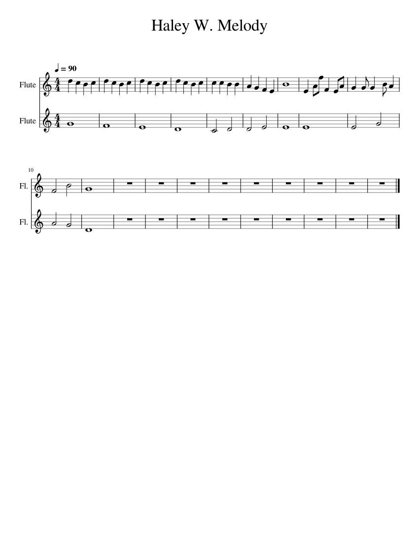 Haley W. Melody 1 Sheet music for Flute (Woodwind Duet) | Musescore.com