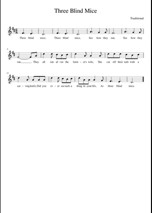 Play Official version of Three blind mice Sheet Music by Misc Children ...