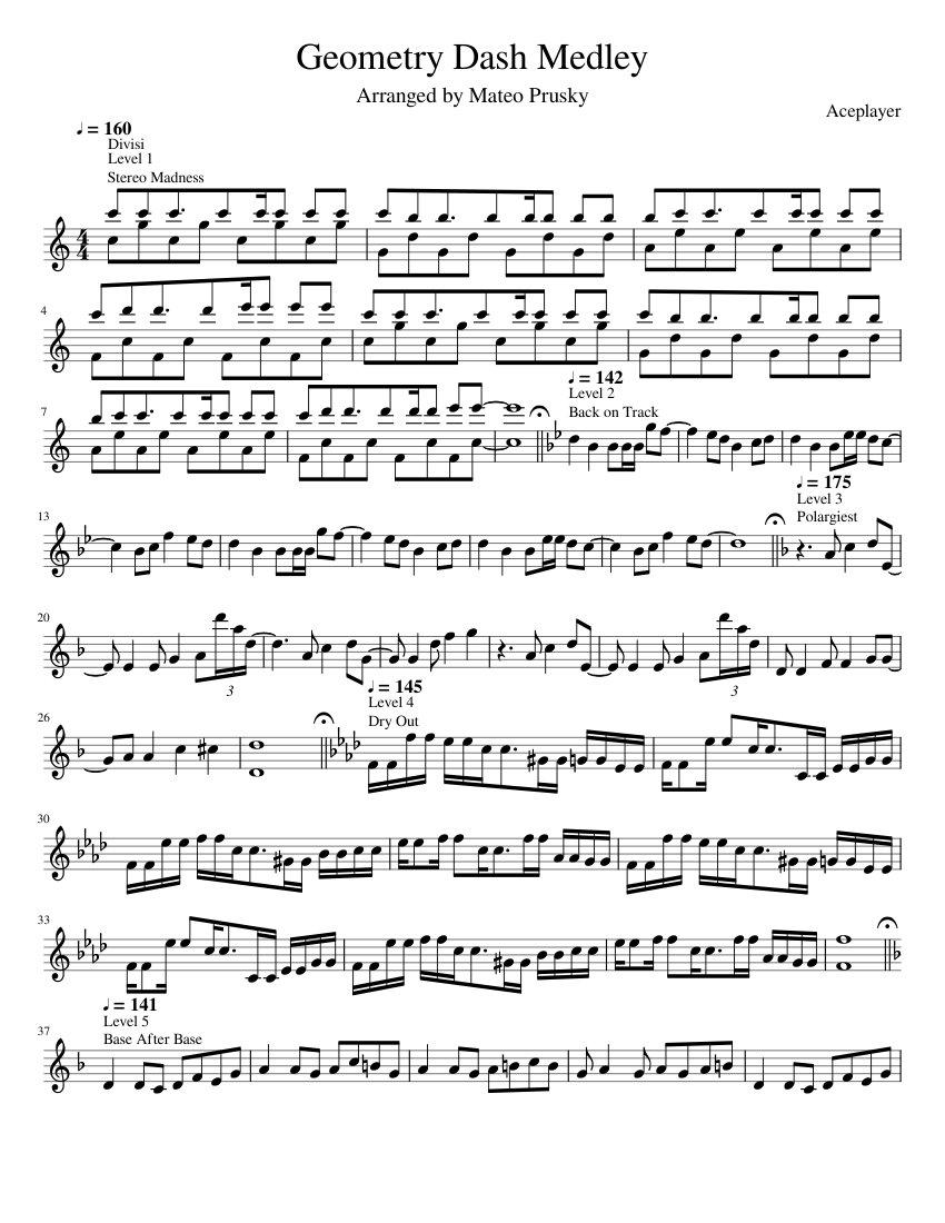 Geometry Dash Medley Sheet Music for Violin (Solo) | MuseScore.com