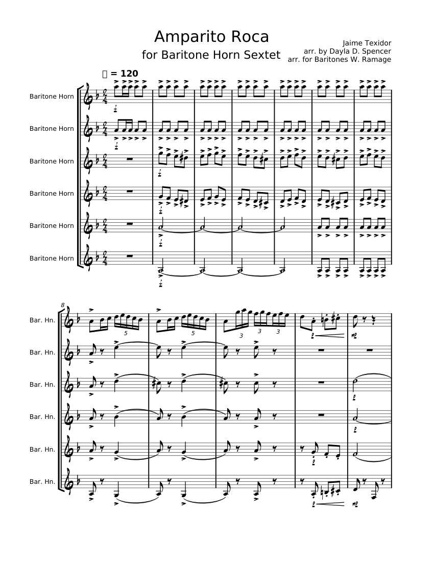 Amparito Roca Sheet music for Baritone horn (Brass Ensemble ...