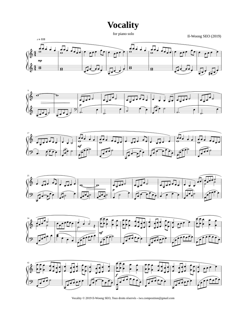 Vocality Sheet music for Piano (Solo) | Musescore.com