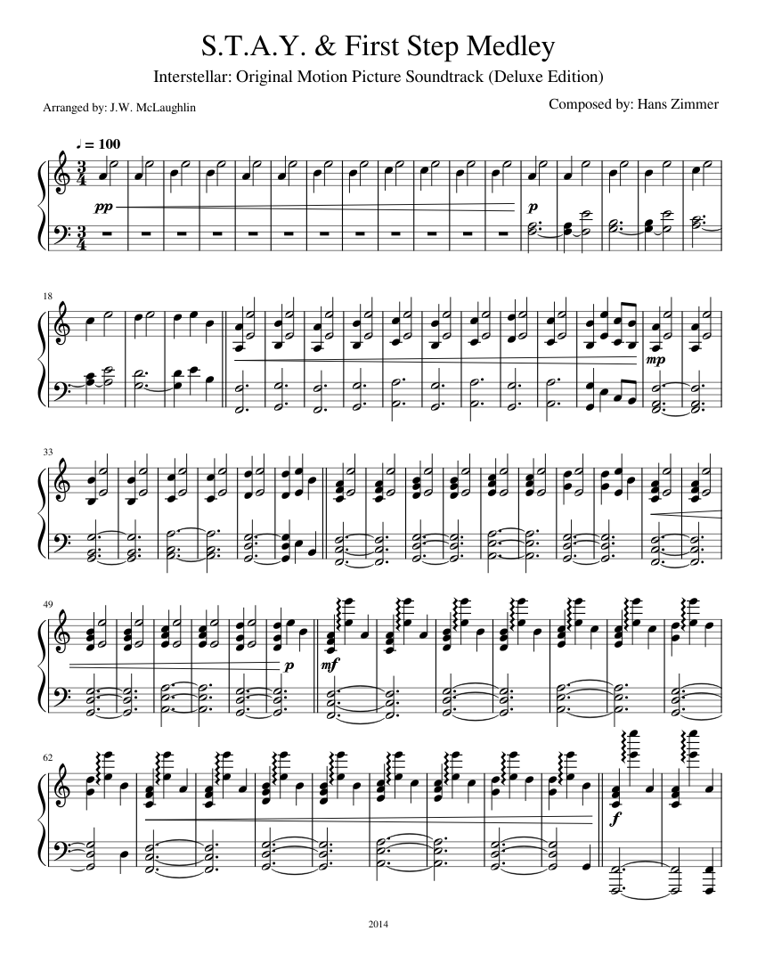 Interstellar Medley - Hans Zimmer Sheet Music for Piano (Solo) Easy ...