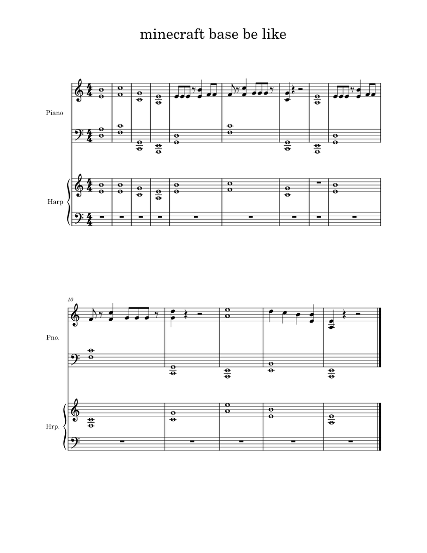 minecraft base be like Sheet music for Piano, Harp (Solo) | Musescore.com