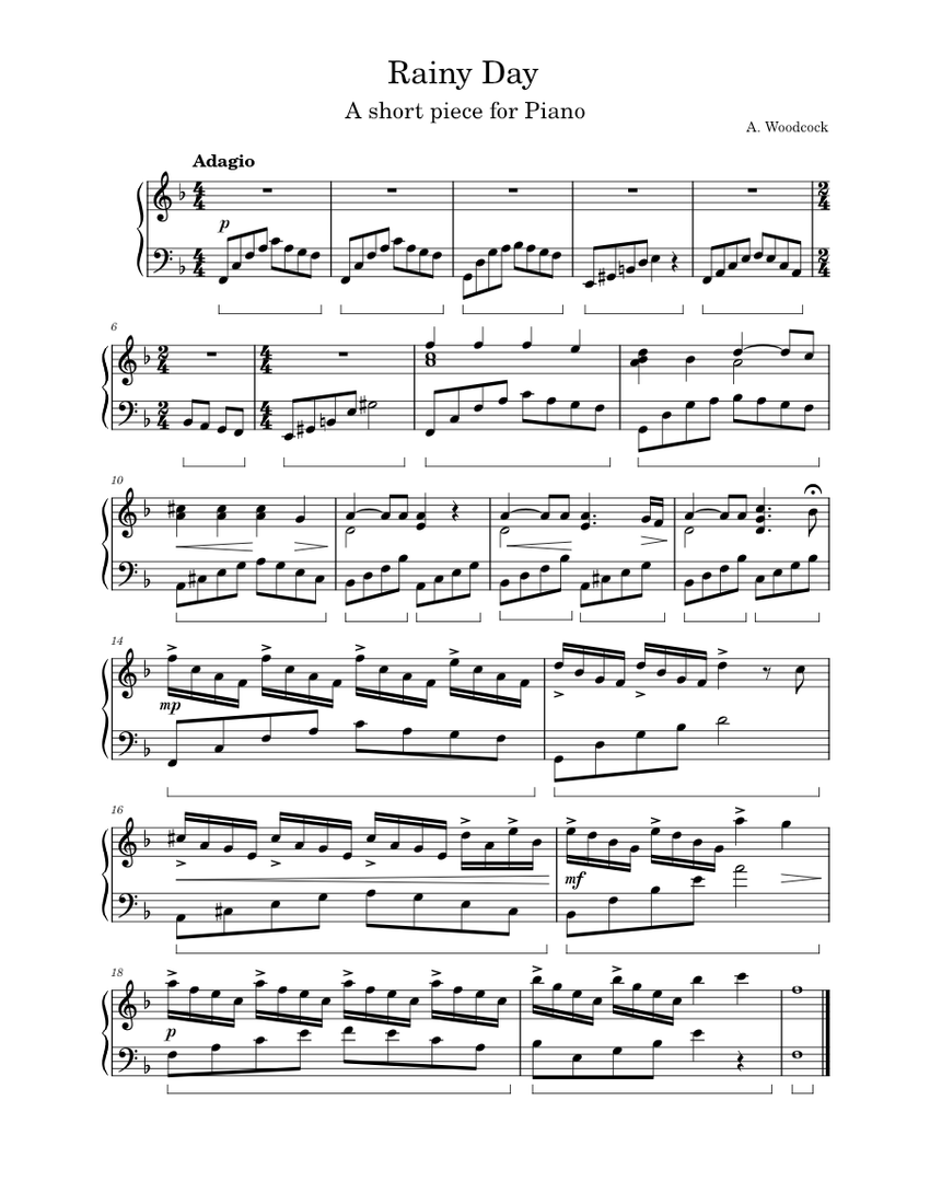 Rainy Day - A. Woodcock Sheet music for Piano (Solo) Easy | Musescore.com