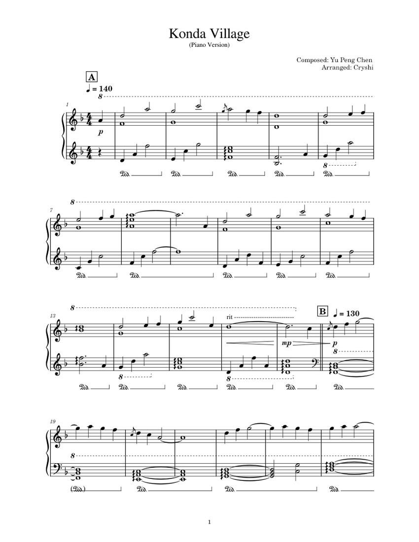 A Harmonious Rest (Konda Village - Day Theme) – miHoYo Sheet music for ...