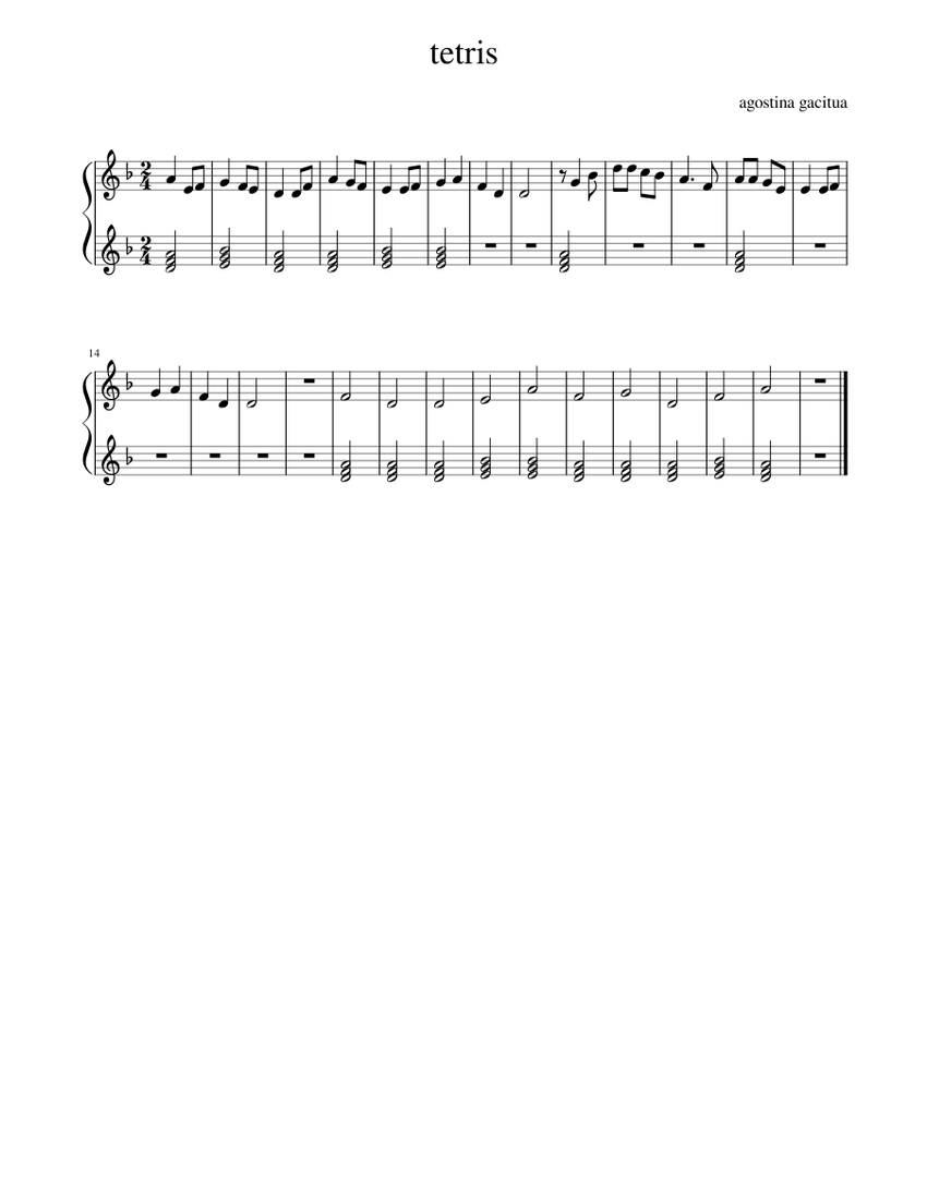 tetris Sheet music for Piano (Solo) Easy | Musescore.com