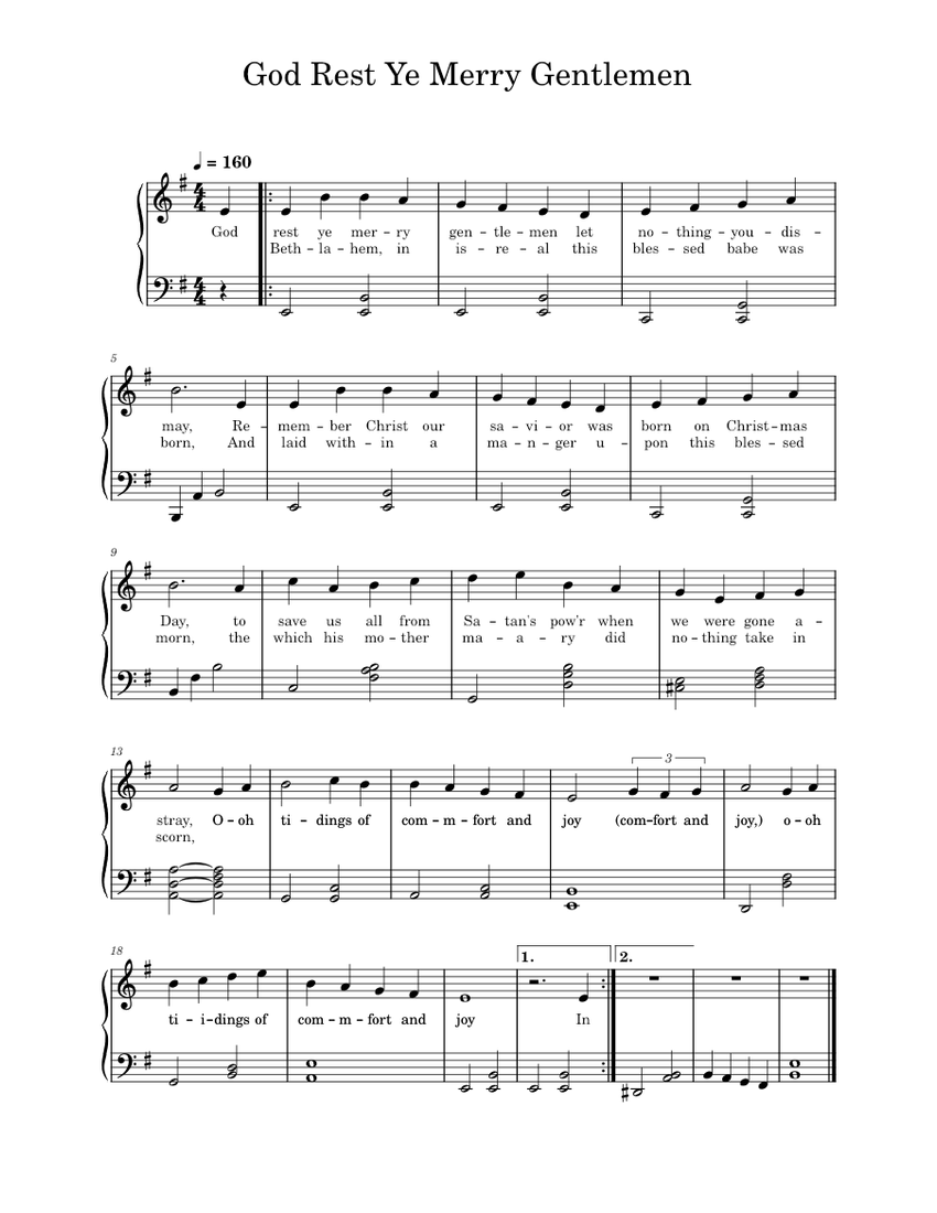 God Rest Ye Merry Gentlemen Sheet music for Piano (Solo) Easy ...