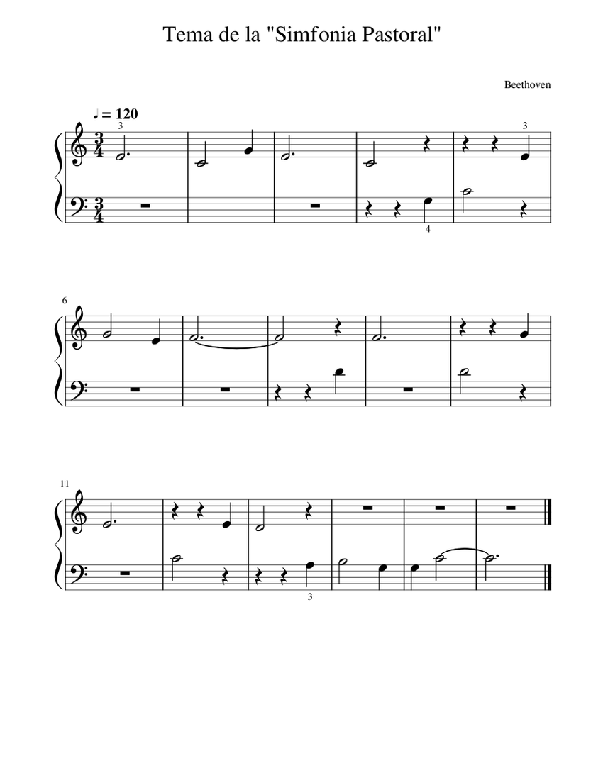 Tema de la Simfonia Pastoral - Beethoven Sheet music for Piano (Solo ...