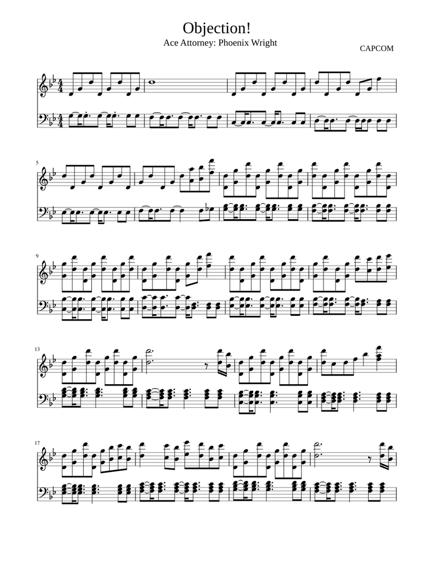 Objection! Sheet music for Piano, Drum group (Mixed Duet) | Musescore.com