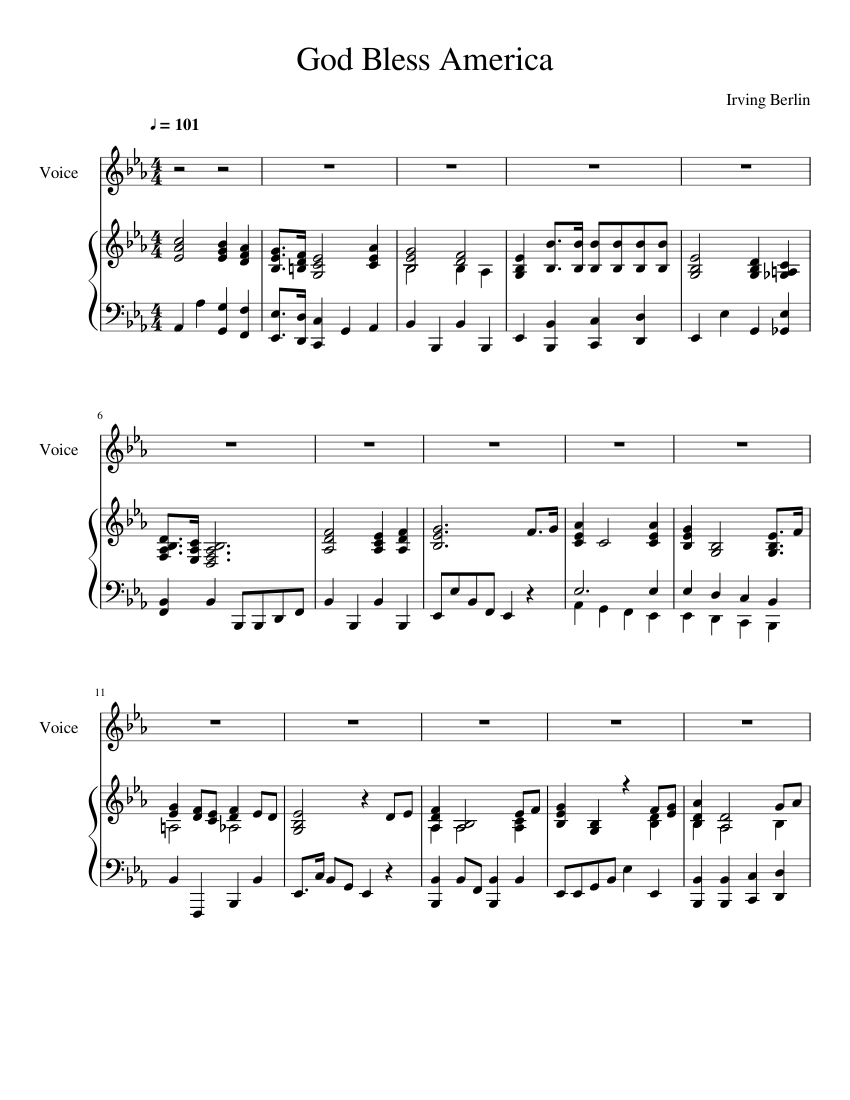 God Bless America accom Sheet music for Piano (Piano Duo) | Musescore.com