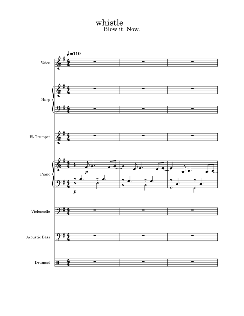 Whistle – Flo Rida whistlebaby Sheet Music for Piano, Vocals, Trumpet ...
