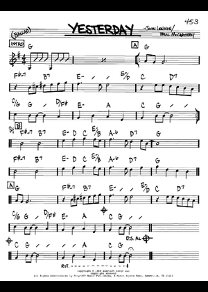 Yesterday Sheet Music The Beatles Big Note Piano