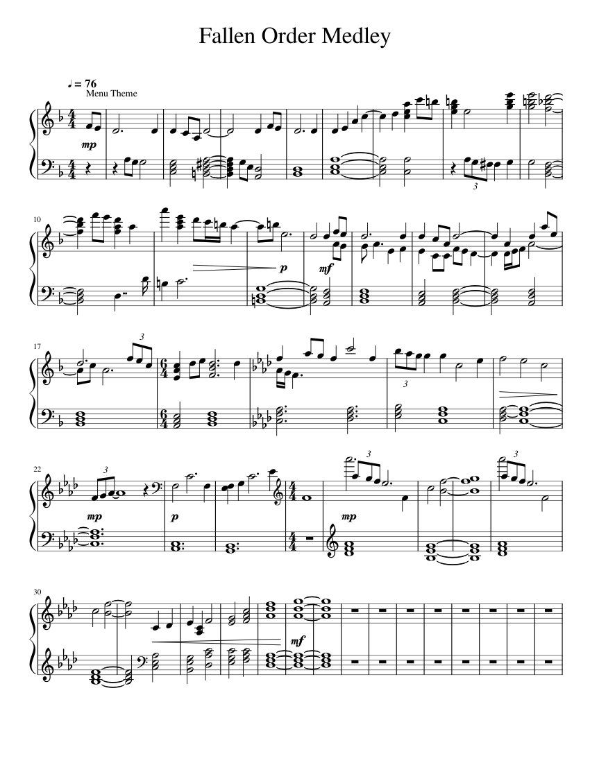 Jedi: Fallen Order Medley (WIP) Sheet music for Piano (Solo) Easy ...