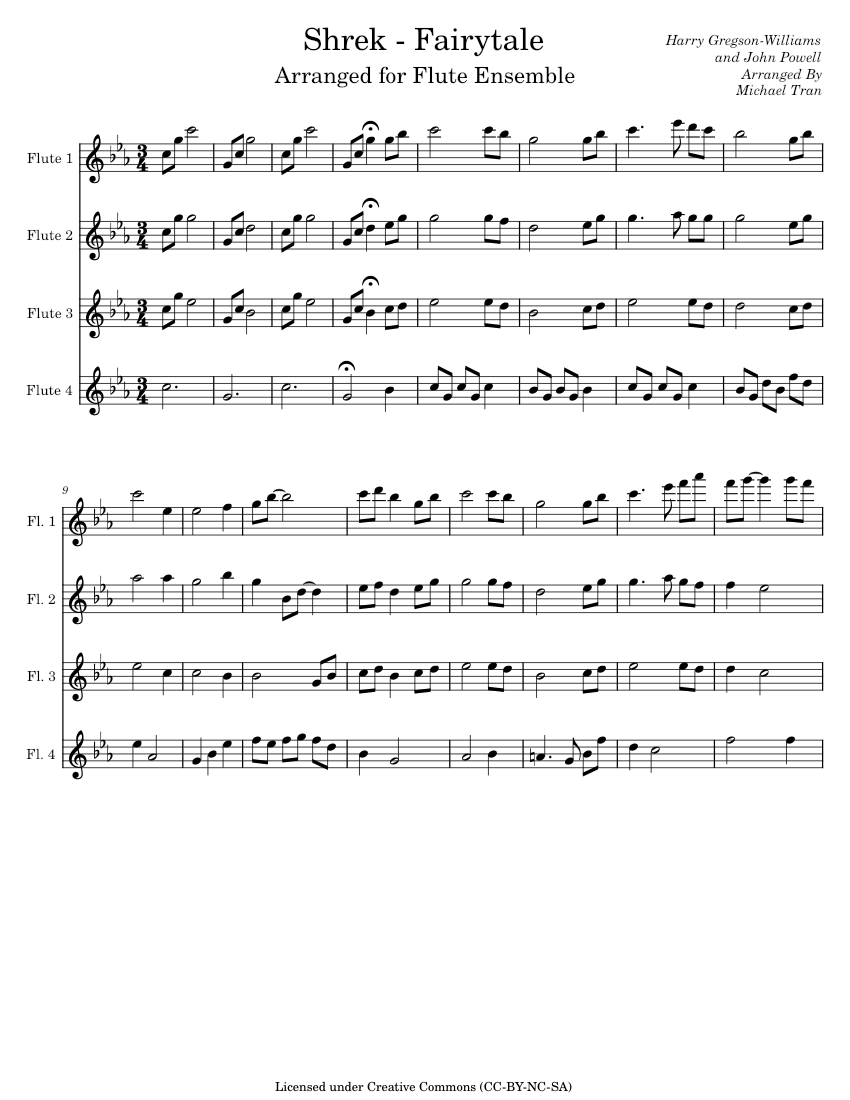 Fairytale, from Shrek – Gregson-Williams, Harry and Powel, John - Flute ...