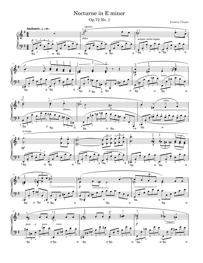 Nocturne in E minor, Op.72 No.1 – Frédéric Chopin Sheet music for Piano (Solo) | Musescore.com