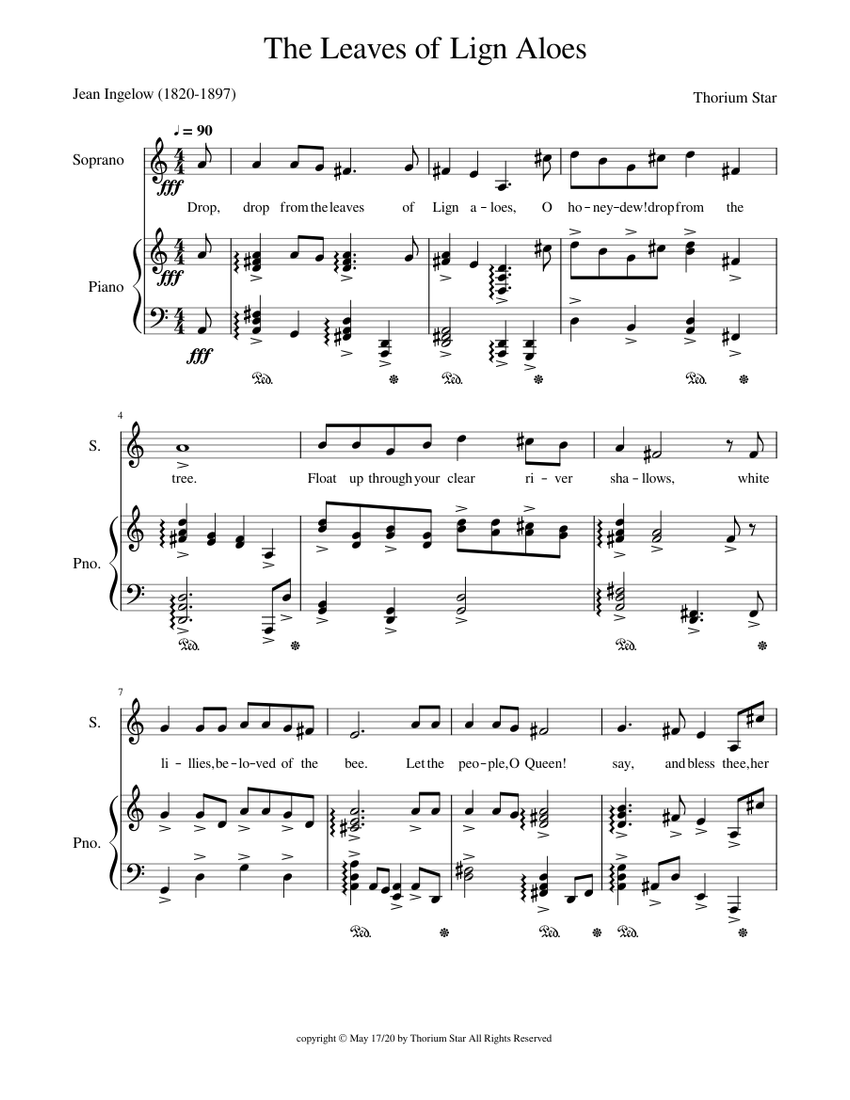 The Leaves of Lign Aloes, Words by Jean Inglow (1820-1897), Music © by ...