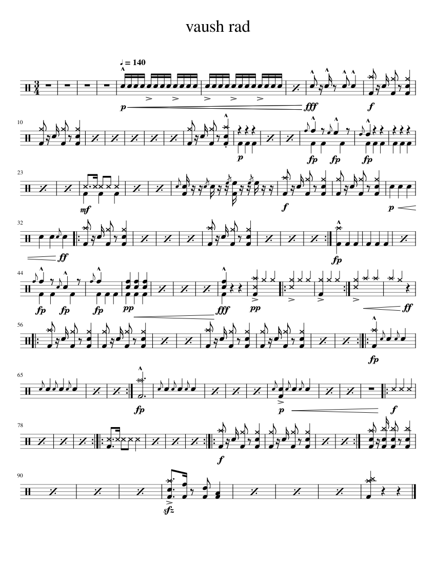 vaush rad drum cover Sheet Music for Drum group (Solo) | MuseScore.com