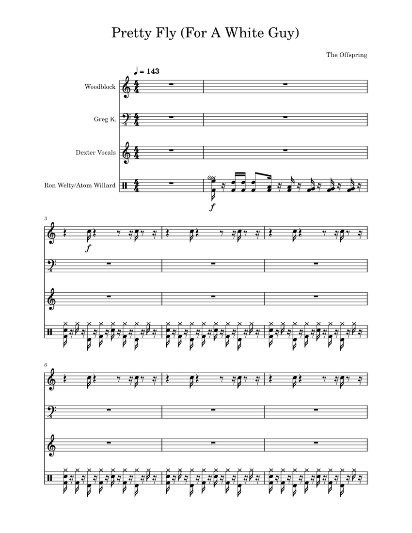 Pretty Fly – The Offspring Sheet Music for Piano, Bass guitar, Drum ...