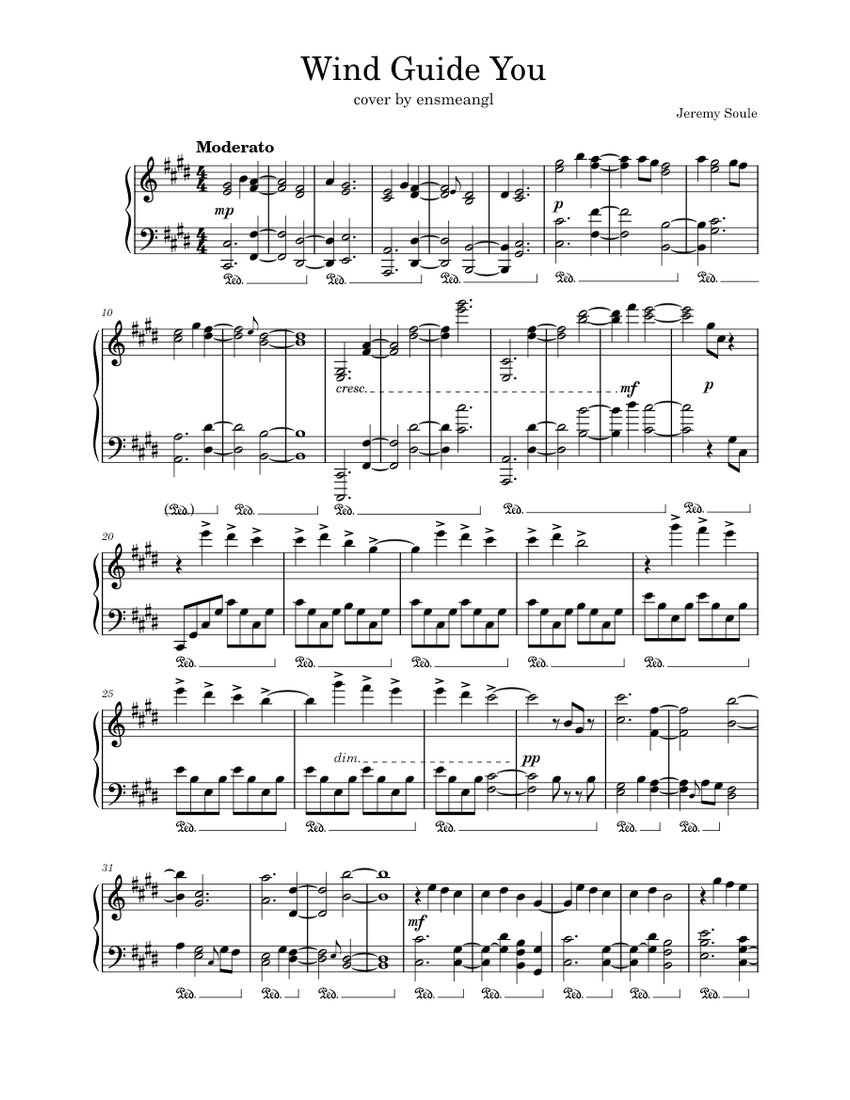 Wind Guide You Sheet Music for Piano (Solo) | MuseScore.com