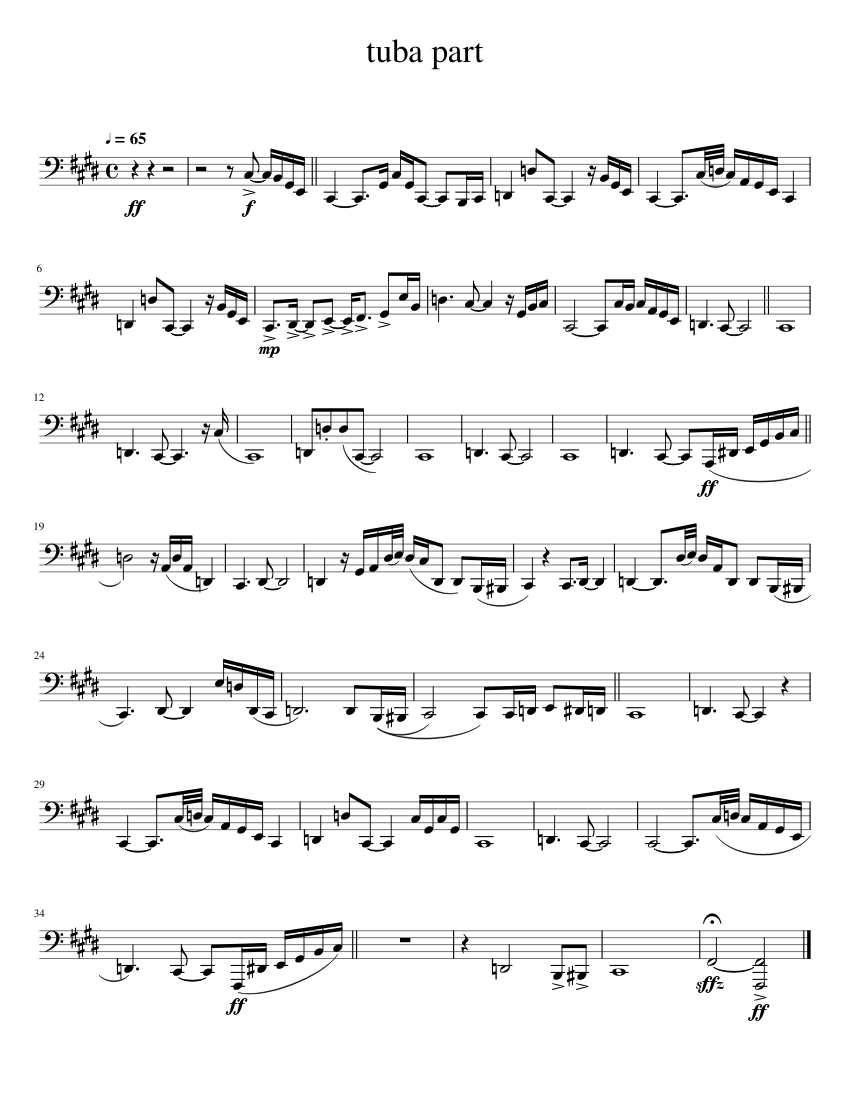 tuba part Sheet music for Tuba (Solo) | Musescore.com