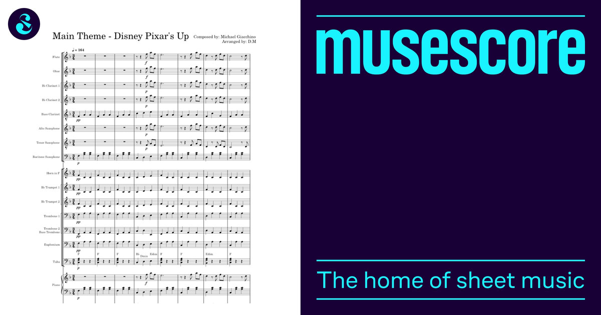 Disney Pixar's Up Main Theme Sheet Music with Chords for Piano ...