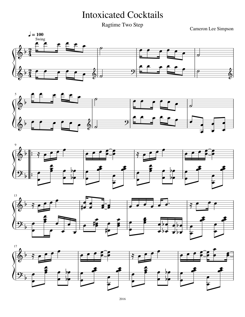 Intoxicated Cocktails Sheet music for Piano (Solo) | Musescore.com