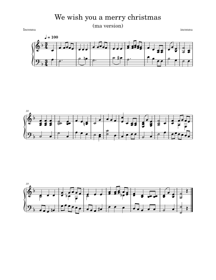 We wish you a merry christmas Sheet music for Piano (Piano Quartet ...