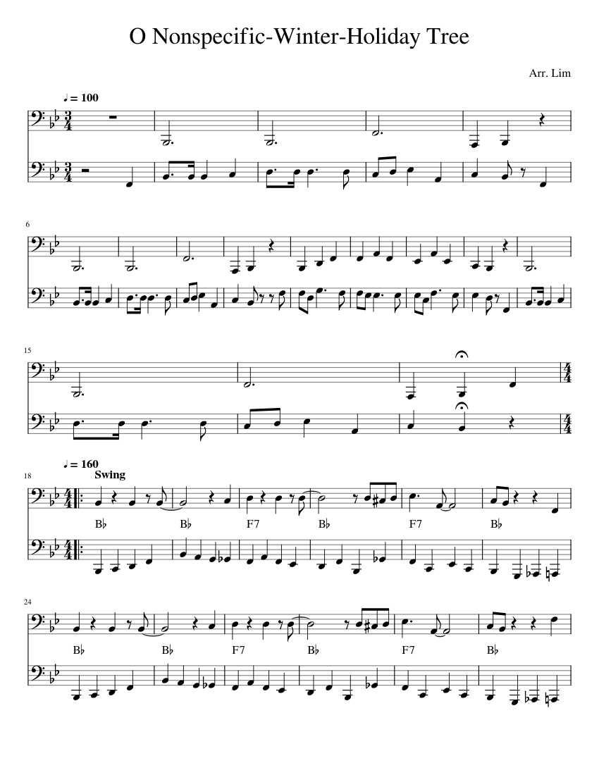 O Nonspecific-Winter-Holiday Tree Sheet Music with Chords for Piano ...