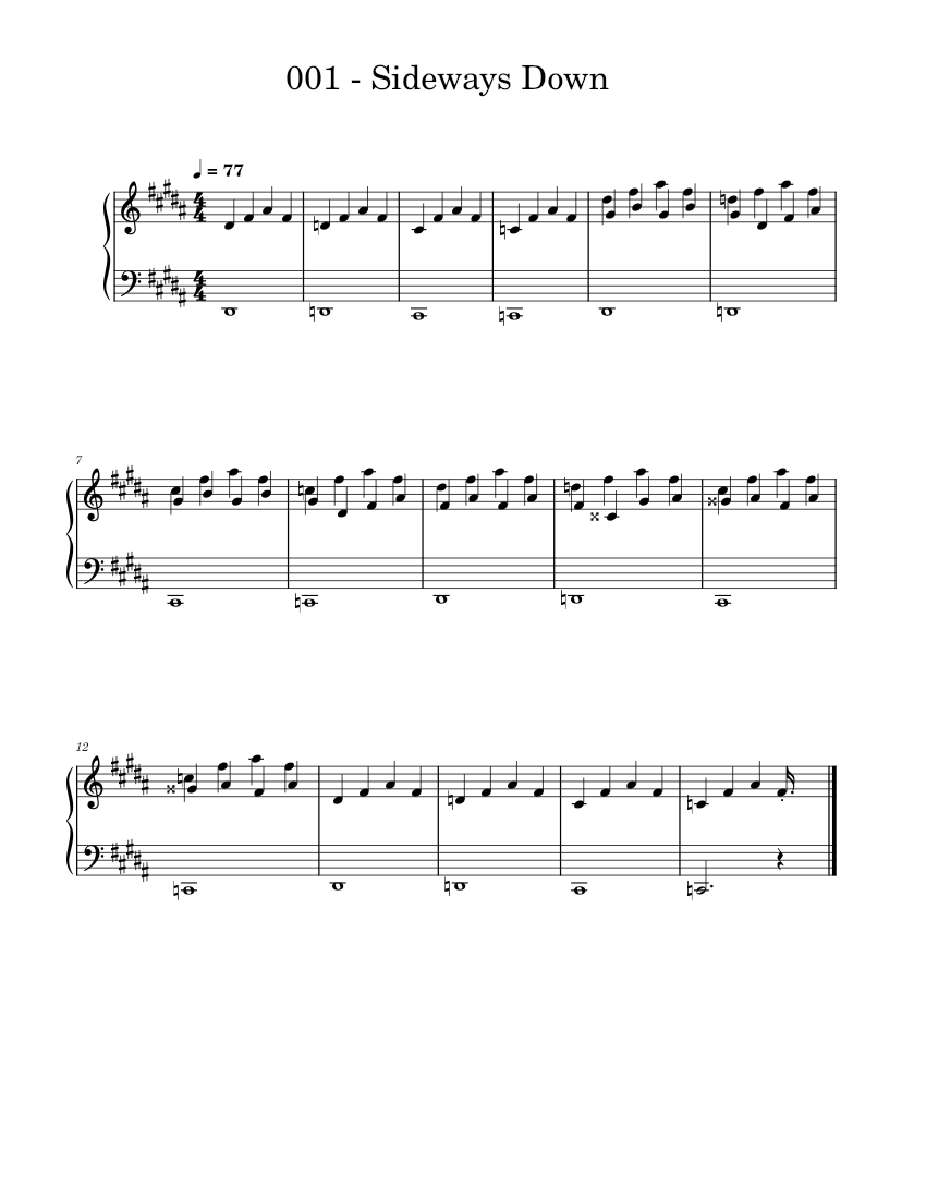 01 - Sideways Down - piano tutorial
