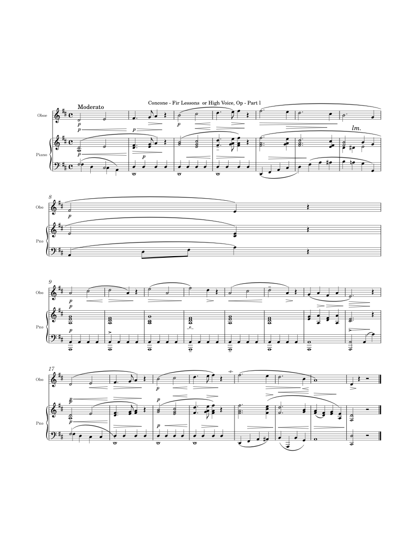 concone no.1 Sheet Music for Piano, Oboe (Solo) | MuseScore.com