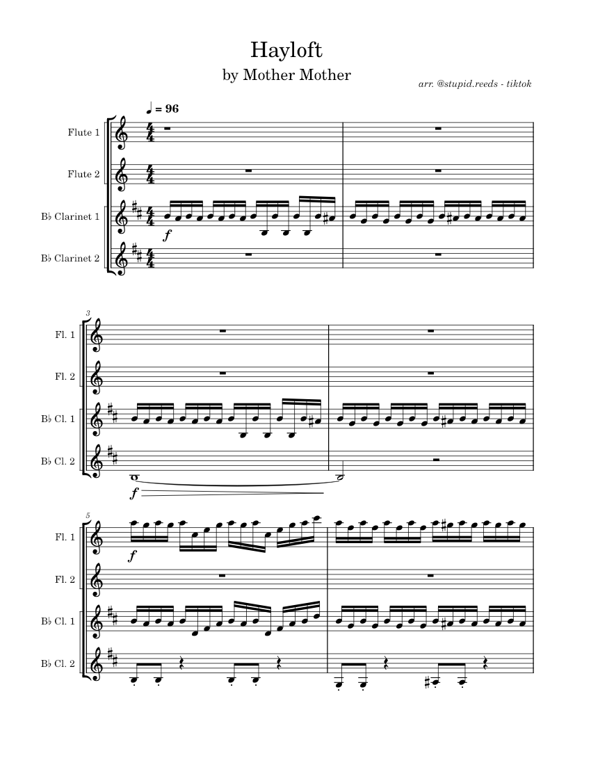 Hayloft - WIP Sheet Music for Flute, Clarinet in b-flat (Woodwind ...