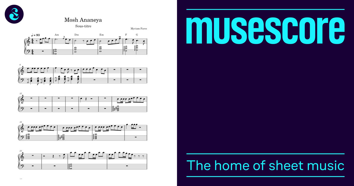 Mosh Ananeya – Myriam Fares Sheet music for Piano (Solo) Easy ...