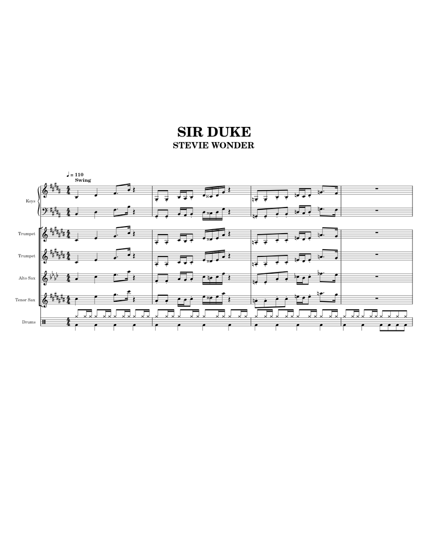Sir Duke - Stevie Wonder [Full Transcription] Sheet music for Piano ...