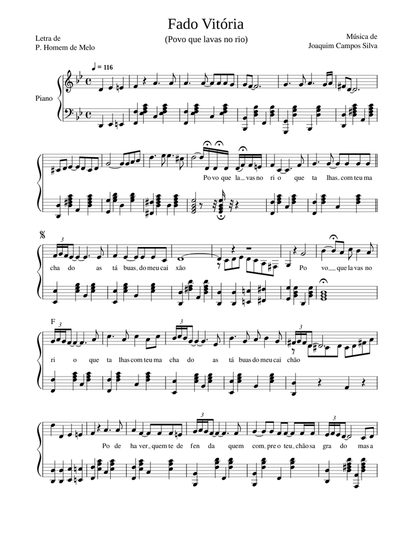 Fado Vitória – Joaquim Campos Silva - piano tutorial