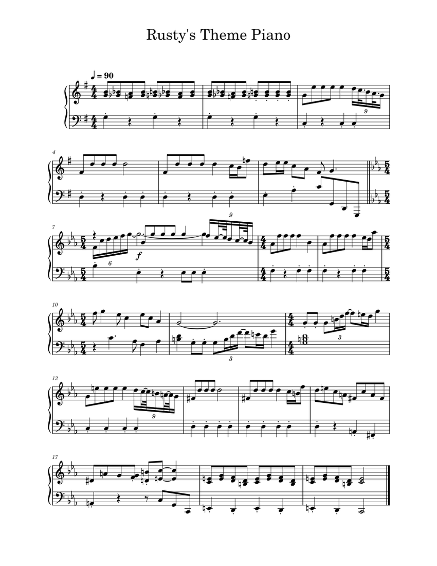 rusty piano sheet