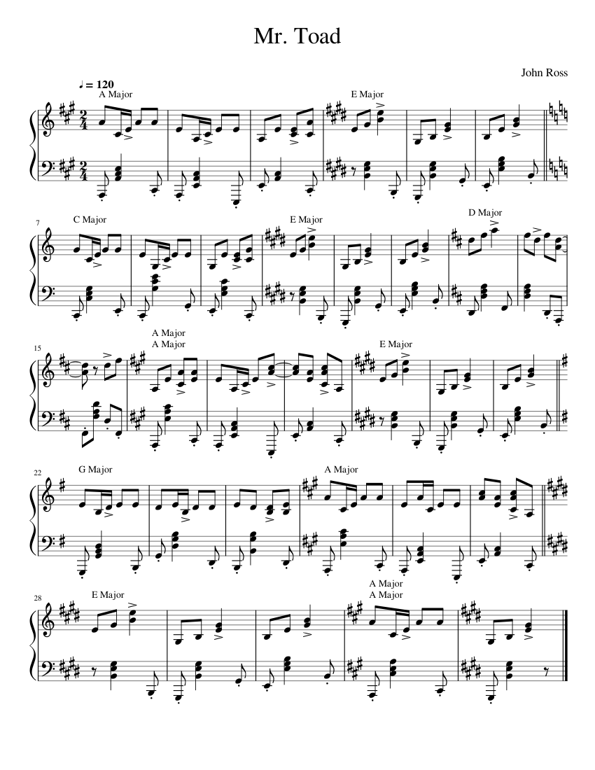 Mr. Toad Sheet Music for Piano (Solo) | MuseScore.com