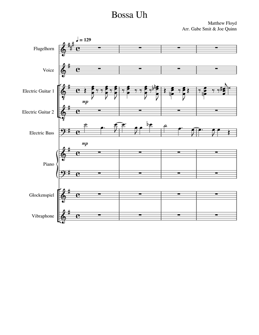Bossa Uh - potsu Sheet Music with Chords for Piano, Vocals, Flugelhorn ...