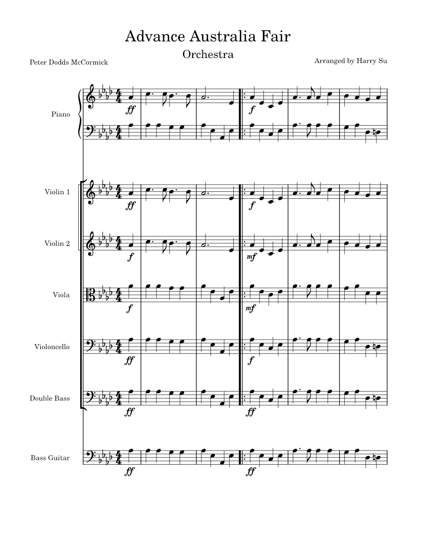 Advance Australia Fair - Peter Dodds McCormick (Arranged by Harry Su ...