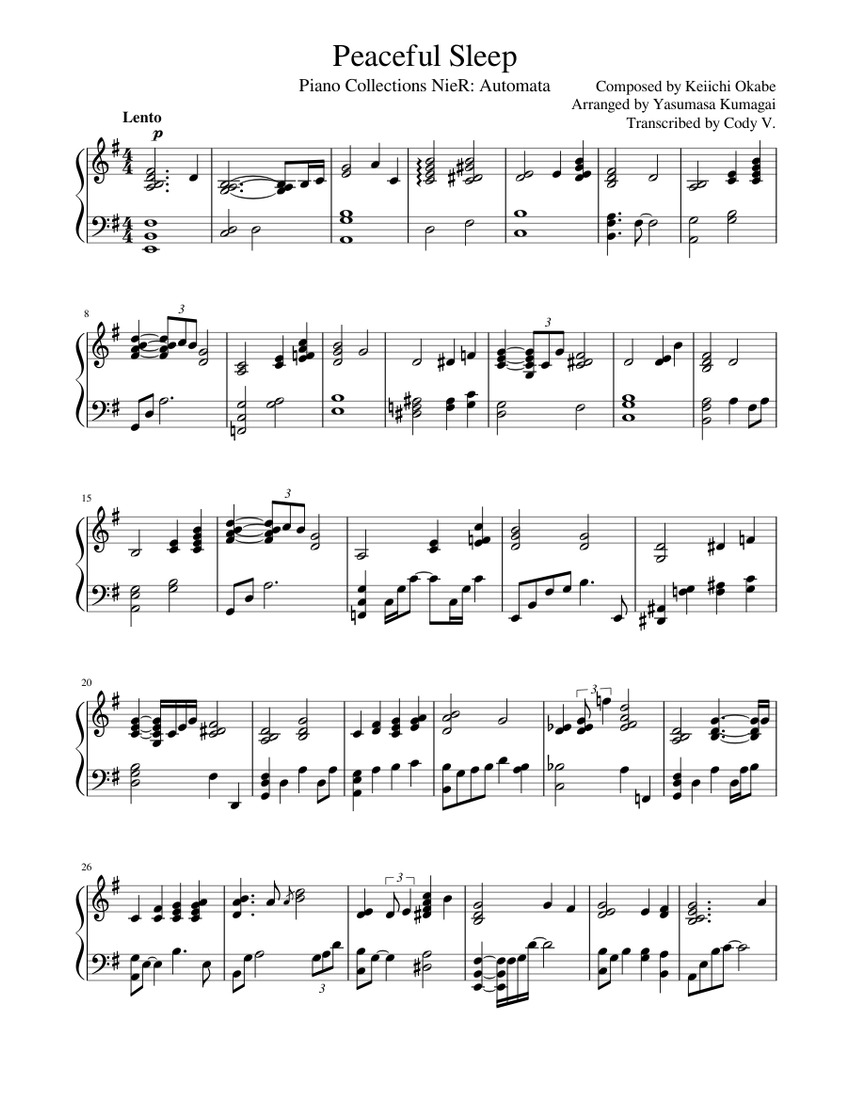 Peaceful Sleep Sheet Music for Piano (Solo) | MuseScore.com