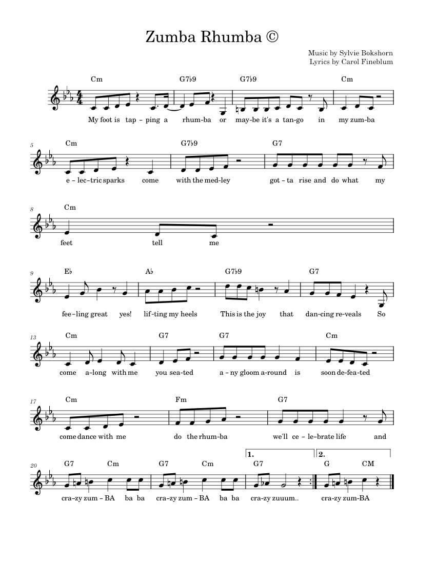 Zumba Rhumba - Sylvie Bokshorn and Carol Fineblum Sheet music for Piano ...