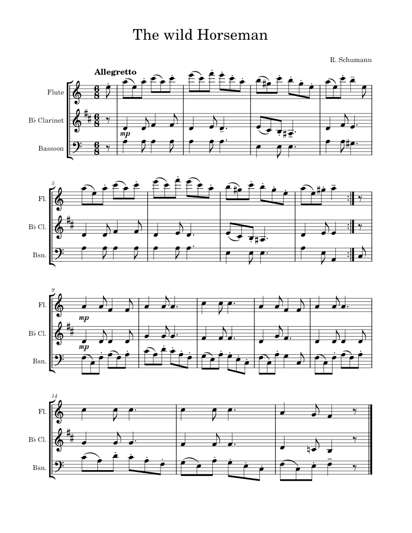 The Wild Horseman – Robert Schumann The wild Horseman Sheet Music for ...